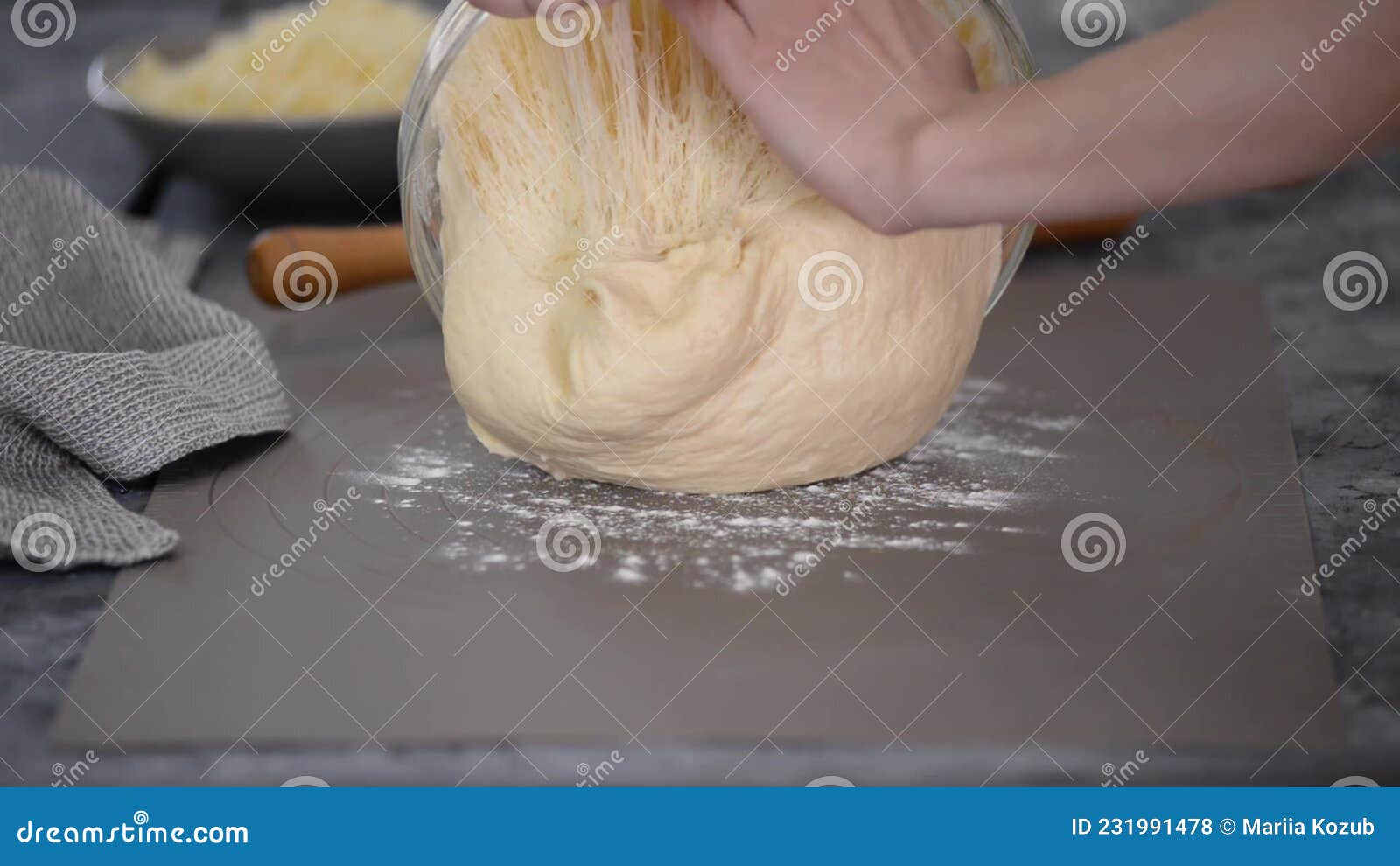 Woman Baker Putting Soft Dough on Table. Stock Footage - Video of ...