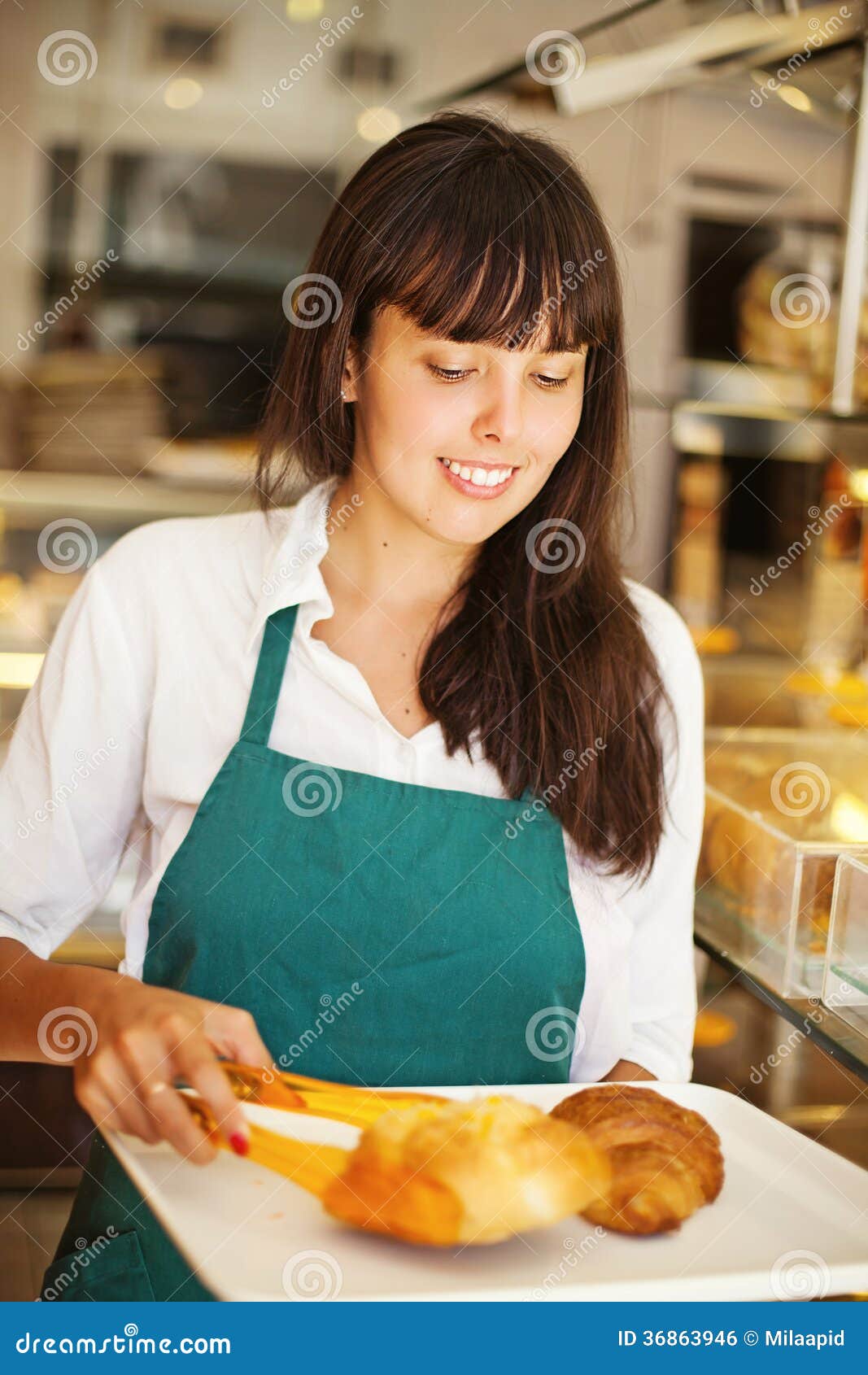 Woman in bakery stock photo. Image of caucasian, making - 36863946