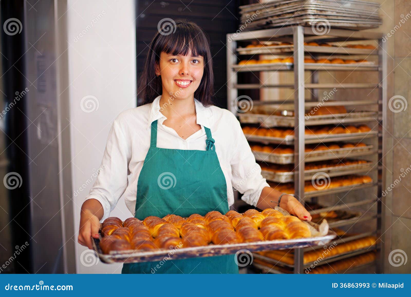 Woman in bakery stock image. Image of person, kitchen - 36863993