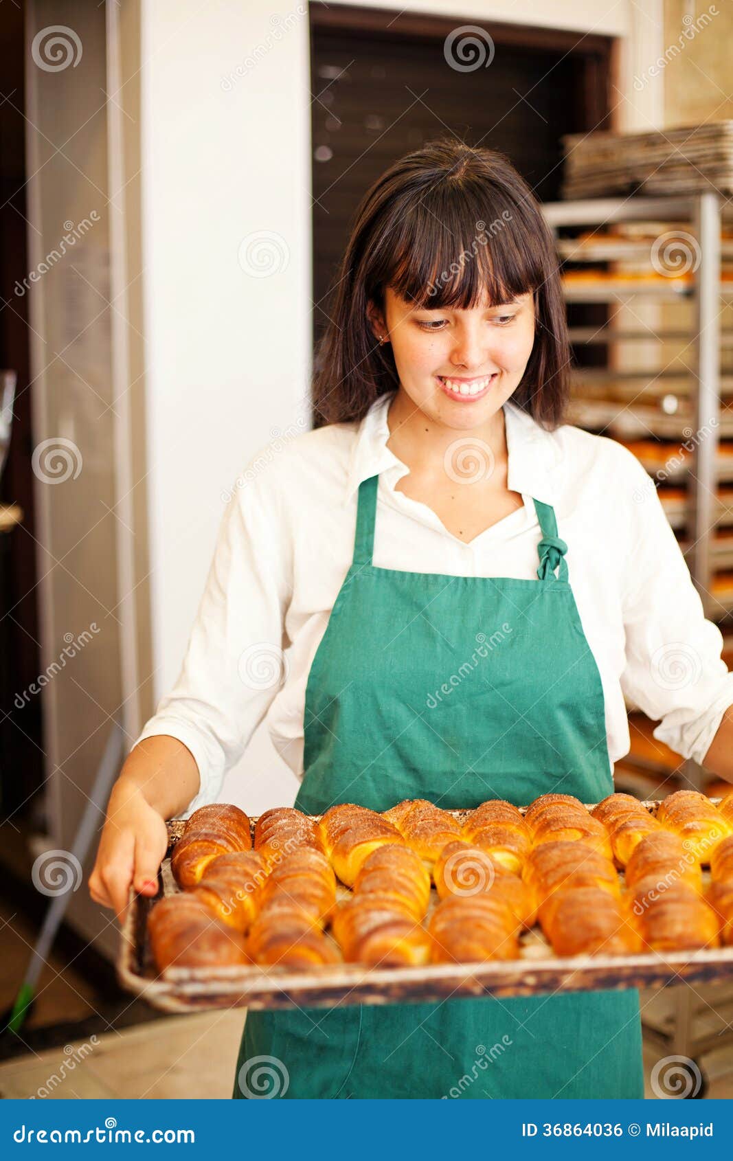 Woman in bakery stock photo. Image of caucasian, bakehouse - 36864036