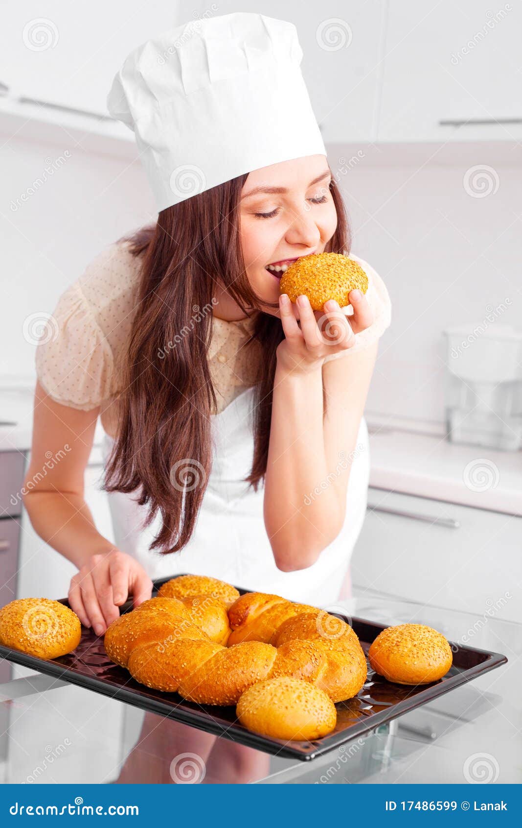 Woman baking bread stock image. Image of meal, caucasian - 17486599