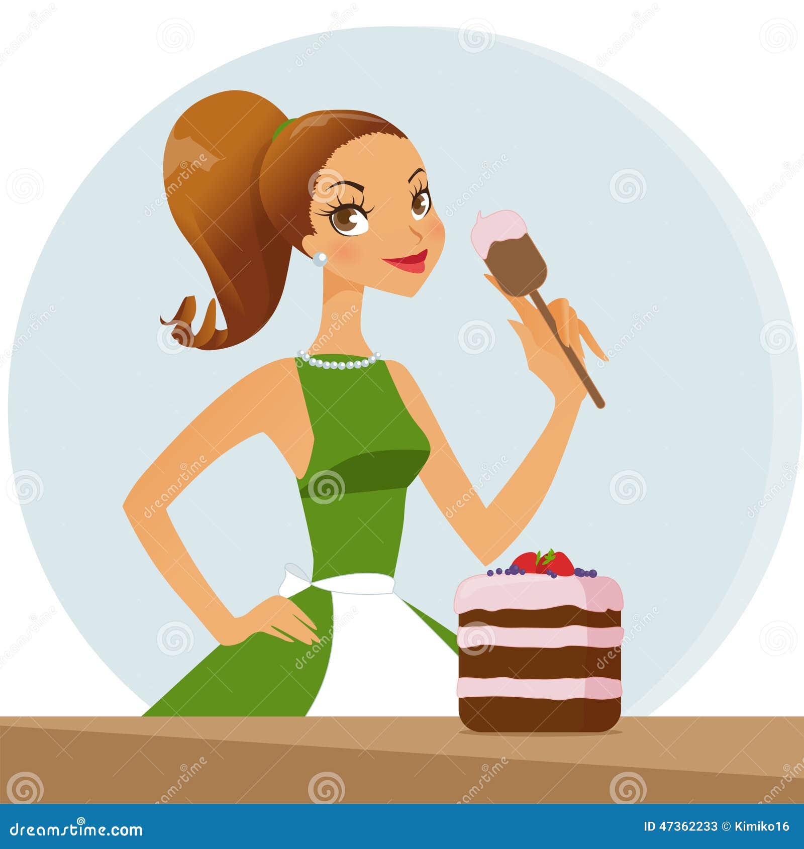 Woman baking cake stock vector. Illustration of eating - 47362233