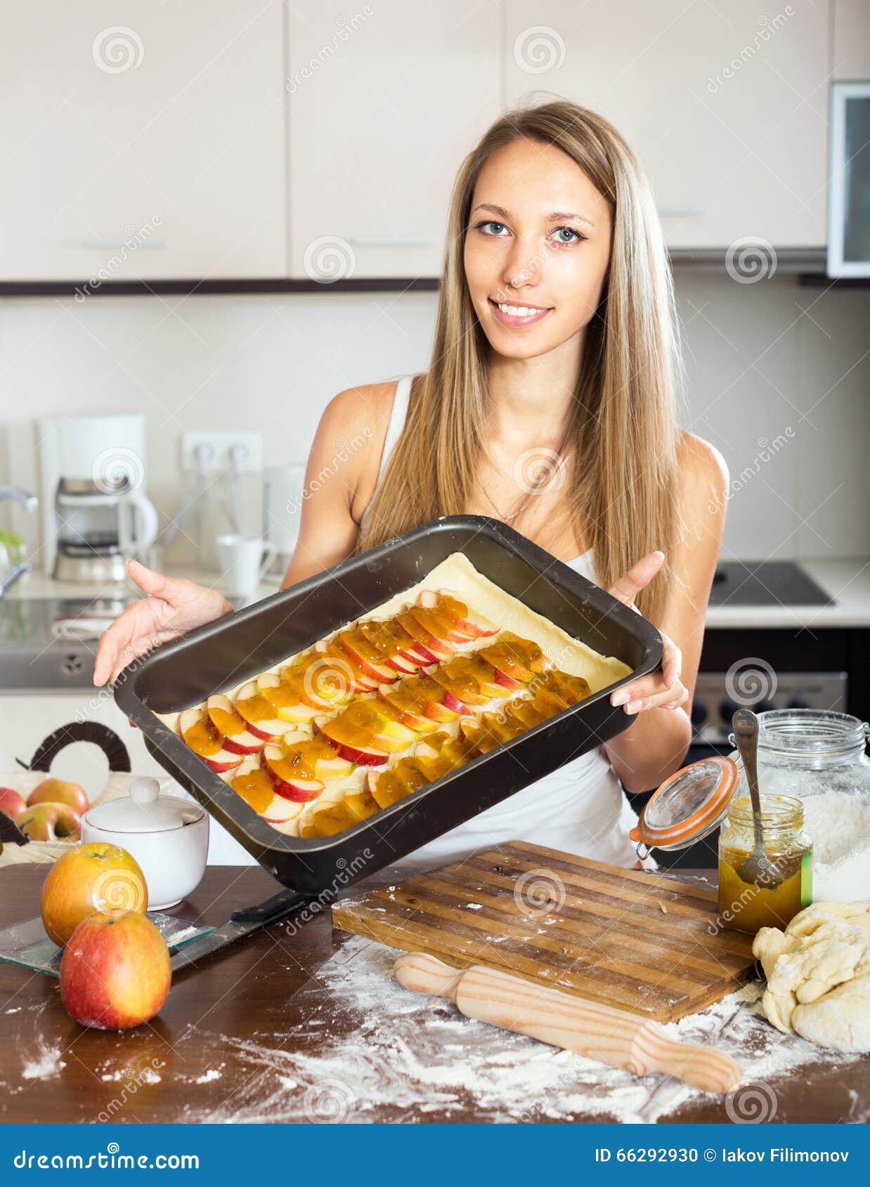Woman baking cake stock photo. Image of dessert, domestic - 66292930
