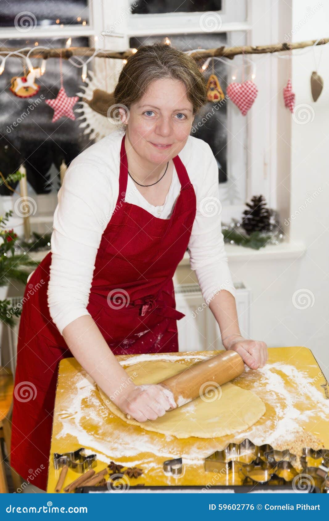 Woman is baking cookie stock photo. Image of caking, flour - 59602776