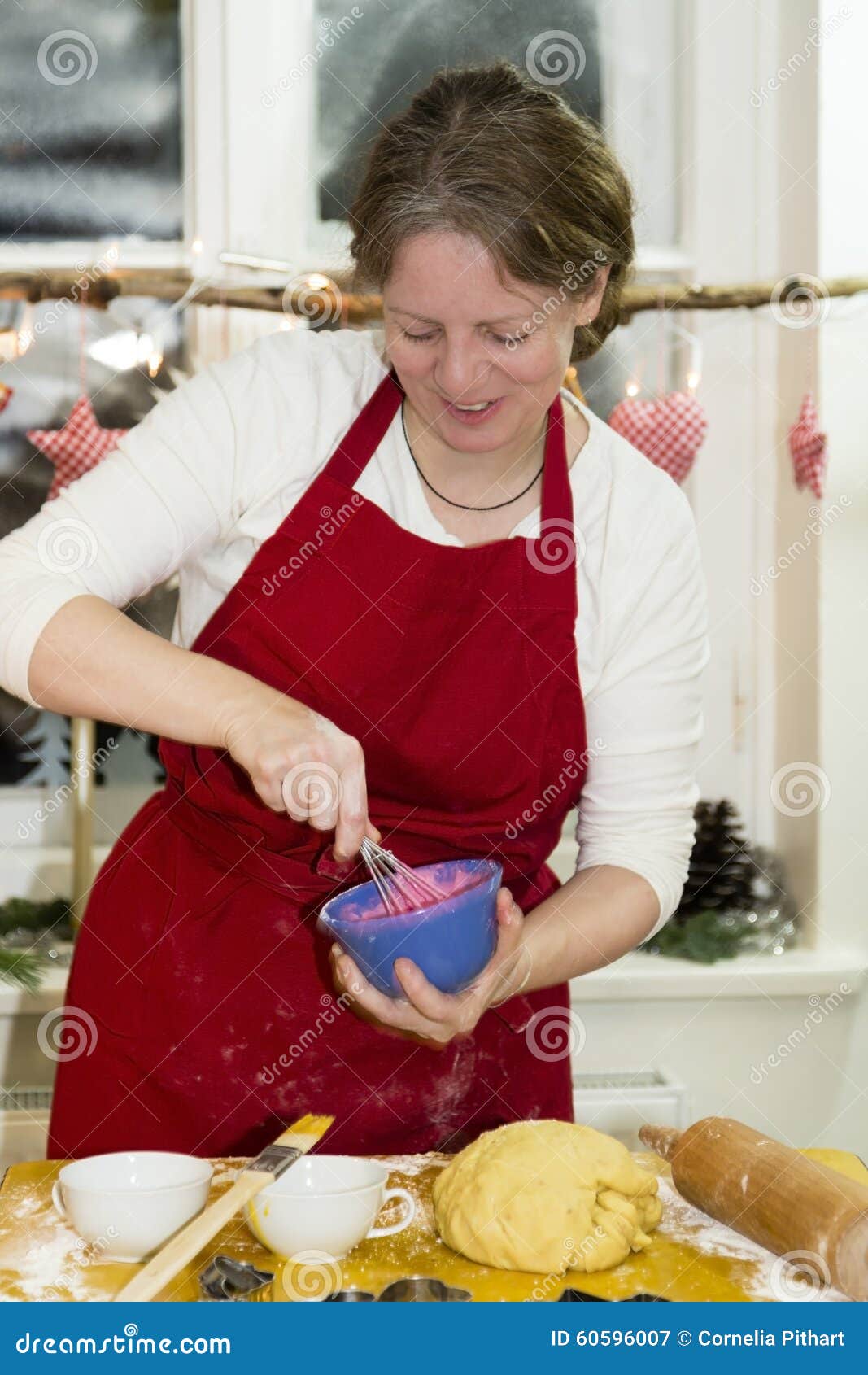 Woman is baking cookie stock image. Image of table, format - 60596007