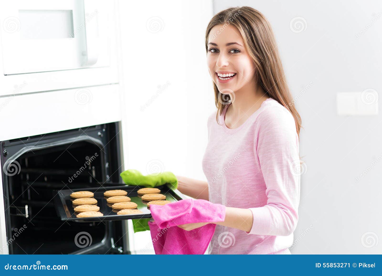 Woman baking cookies stock image. Image of treat, person - 55853271