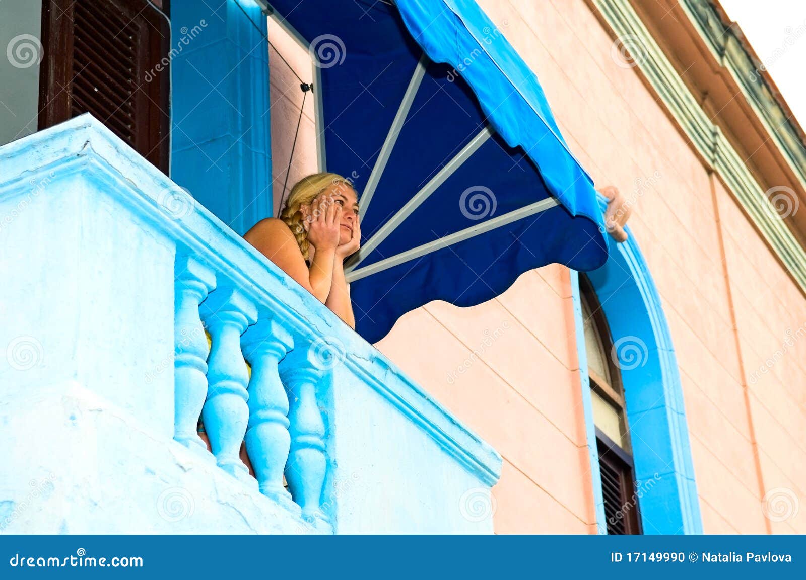 Woman on balcony stock photo. Image of attractive, adult - 17149990