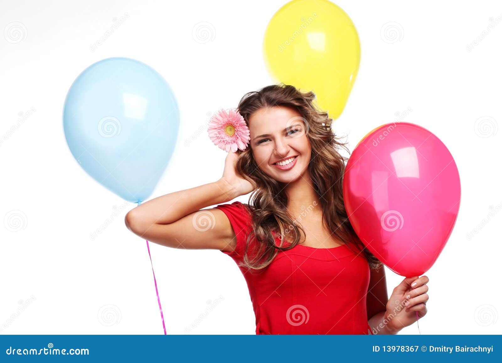 Woman and balloons stock image. Image of attractive, female - 13978367