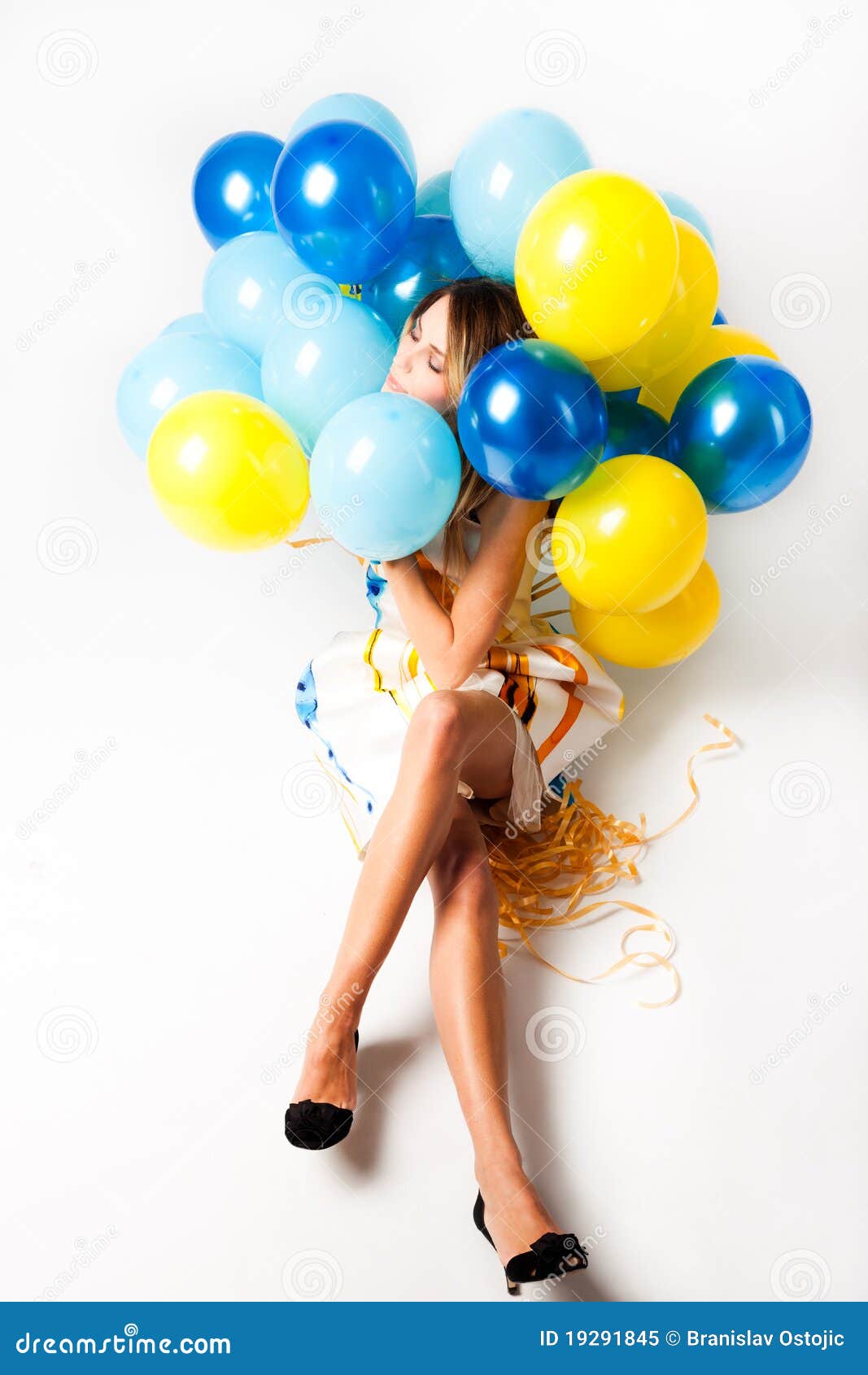 Woman with balloons stock image. Image of elegant, birthday - 19291845