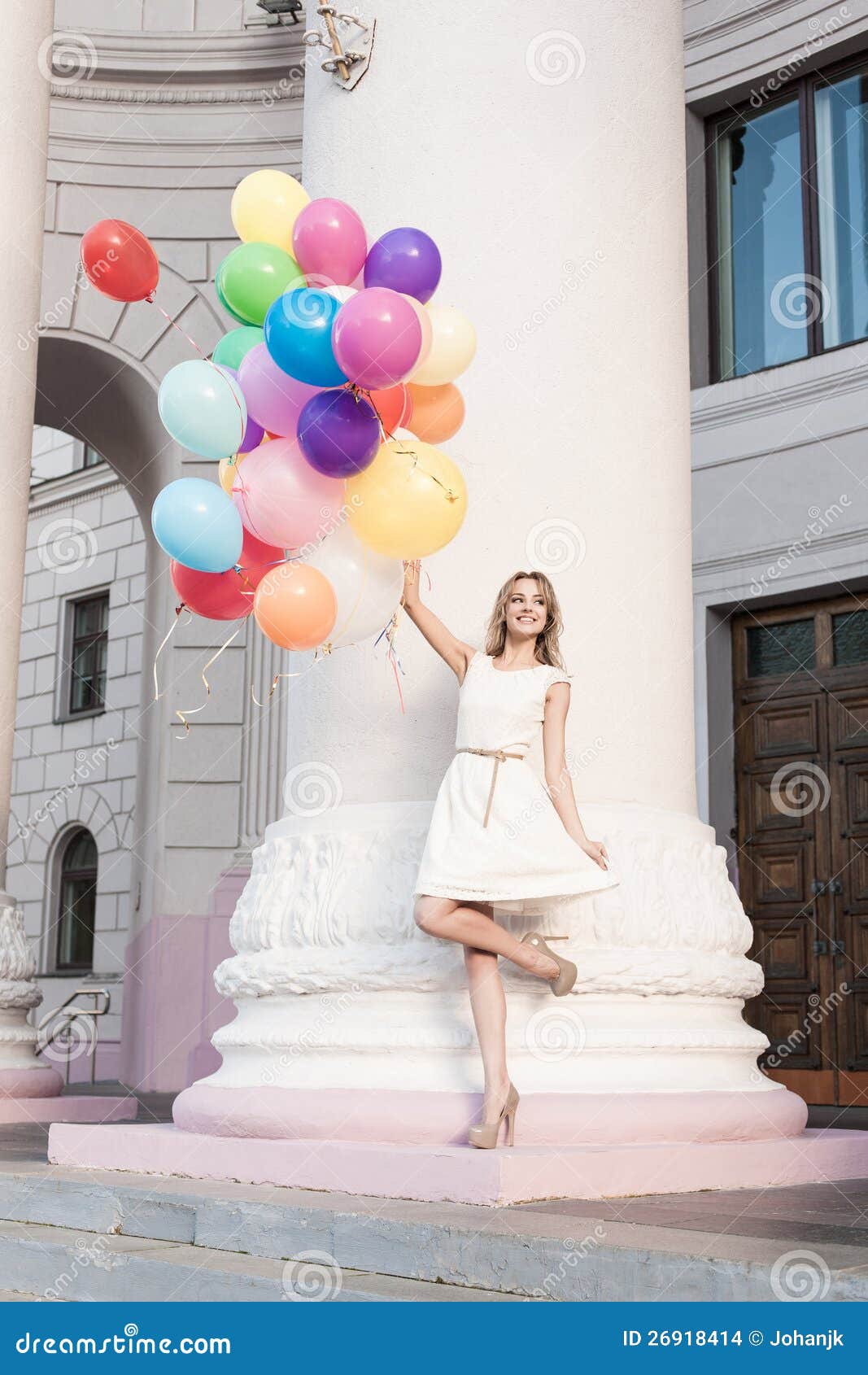 Woman with balloons stock photo. Image of expression - 26918414