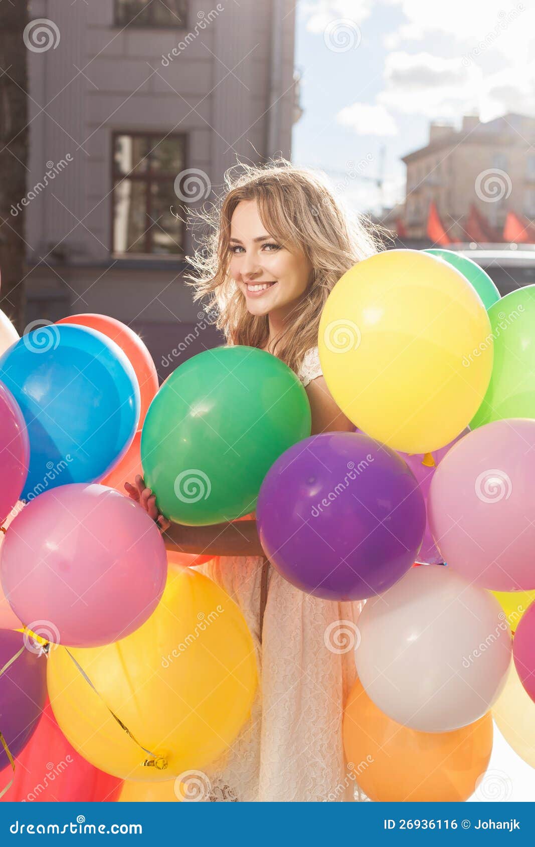 Woman with balloons stock photo. Image of lifestyle, person - 26936116