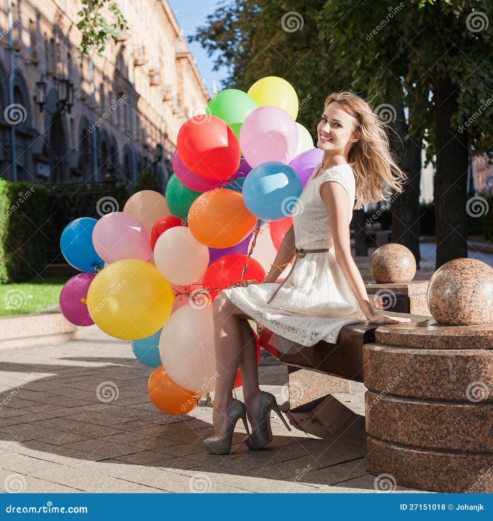 Woman with balloons stock photo. Image of balloon, gorgeous - 27151018
