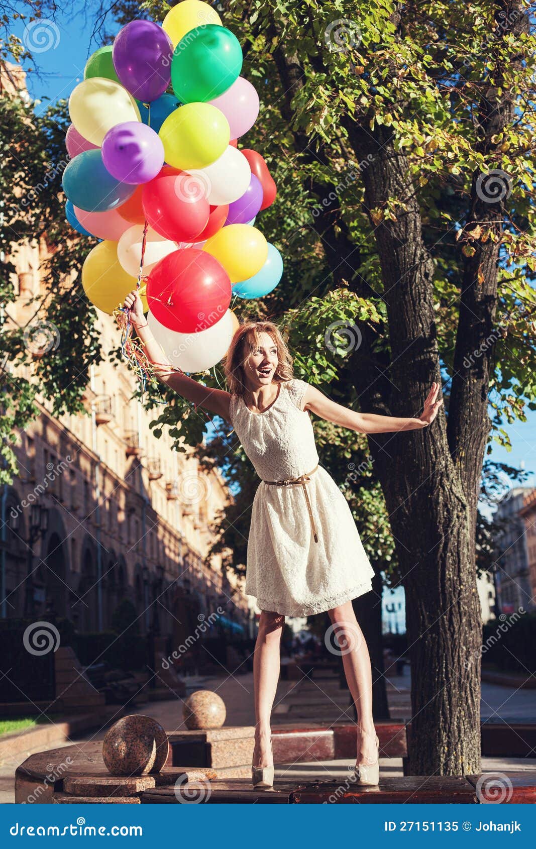 Woman with balloons stock image. Image of fashion, portrait - 27151135
