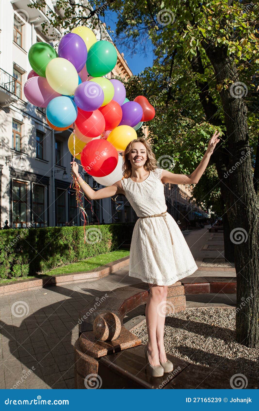 Woman with balloons stock image. Image of colorful, expression - 27165239