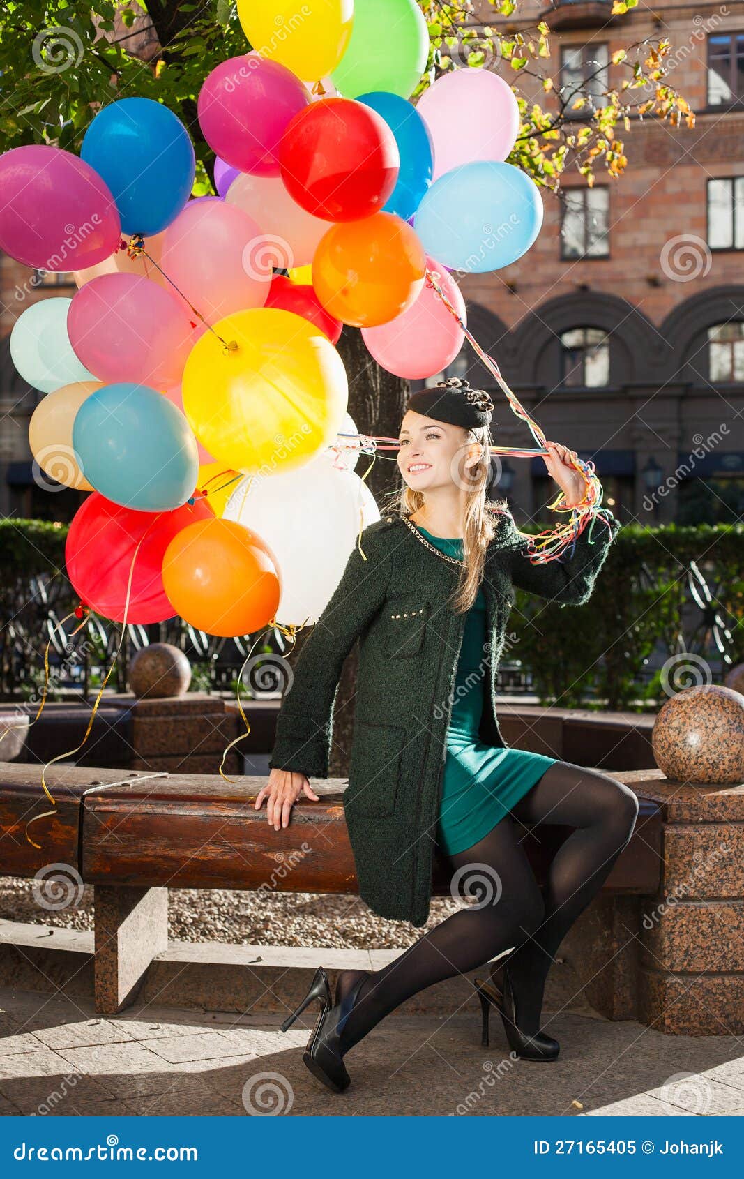 Woman with balloons stock image. Image of lovely, happy - 27165405
