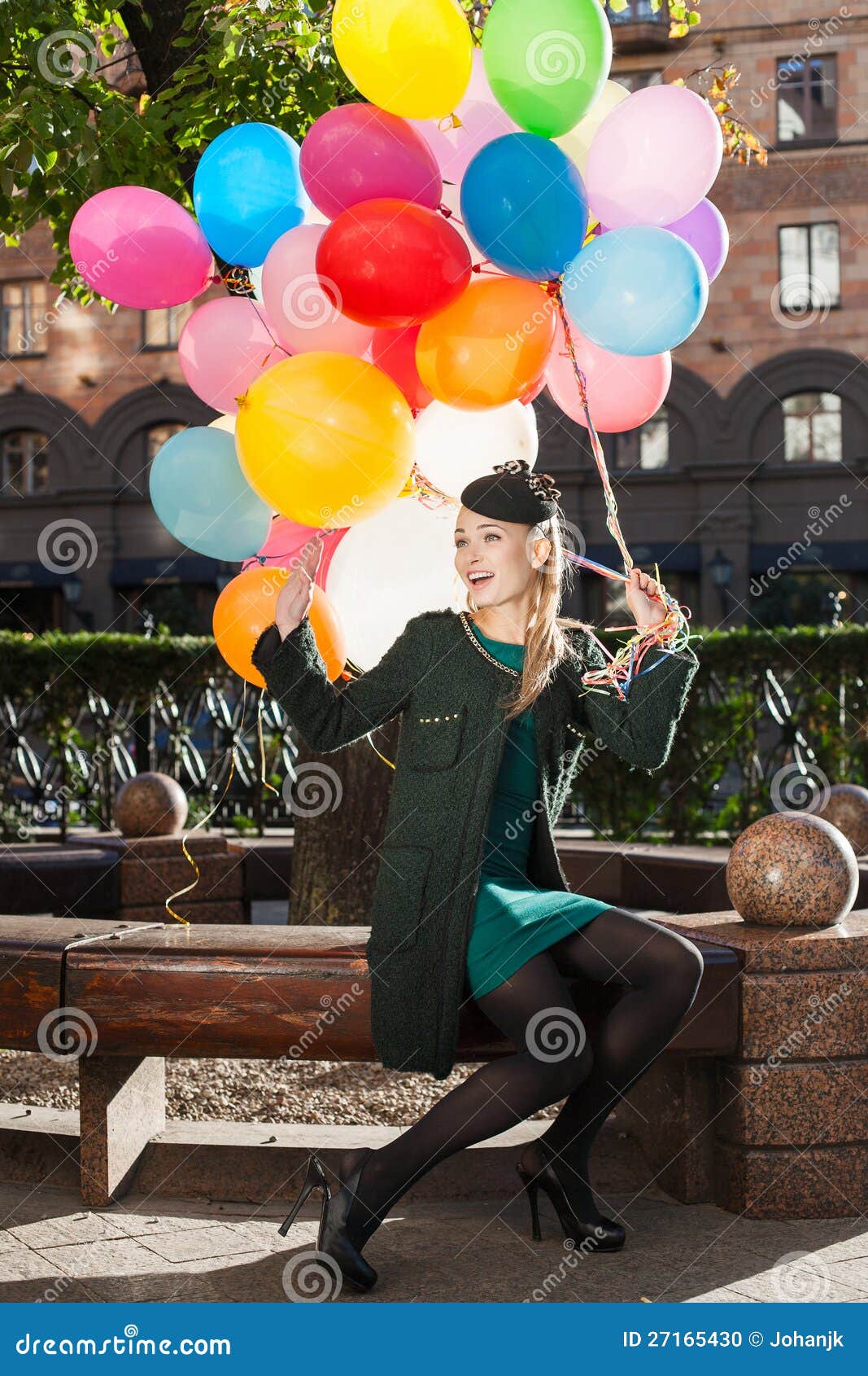 Woman with balloons stock photo. Image of holiday, posing - 27165430