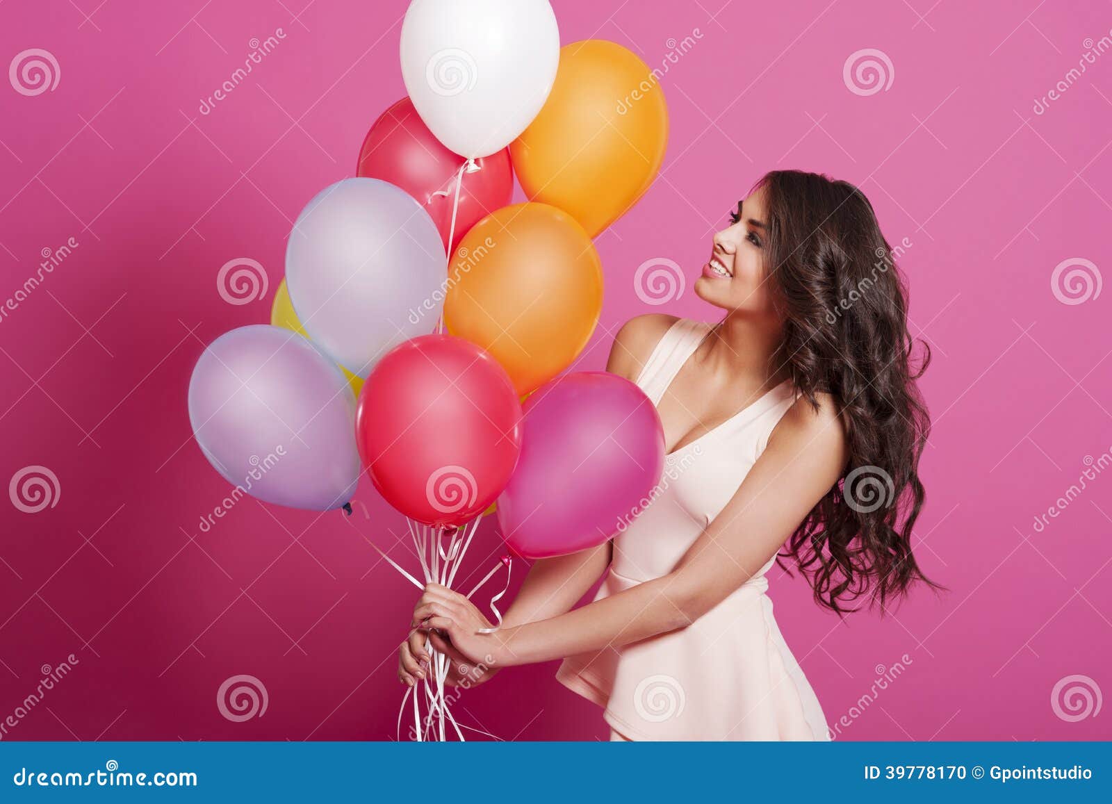 Woman with balloons stock photo. Image of studio, elegance - 39778170