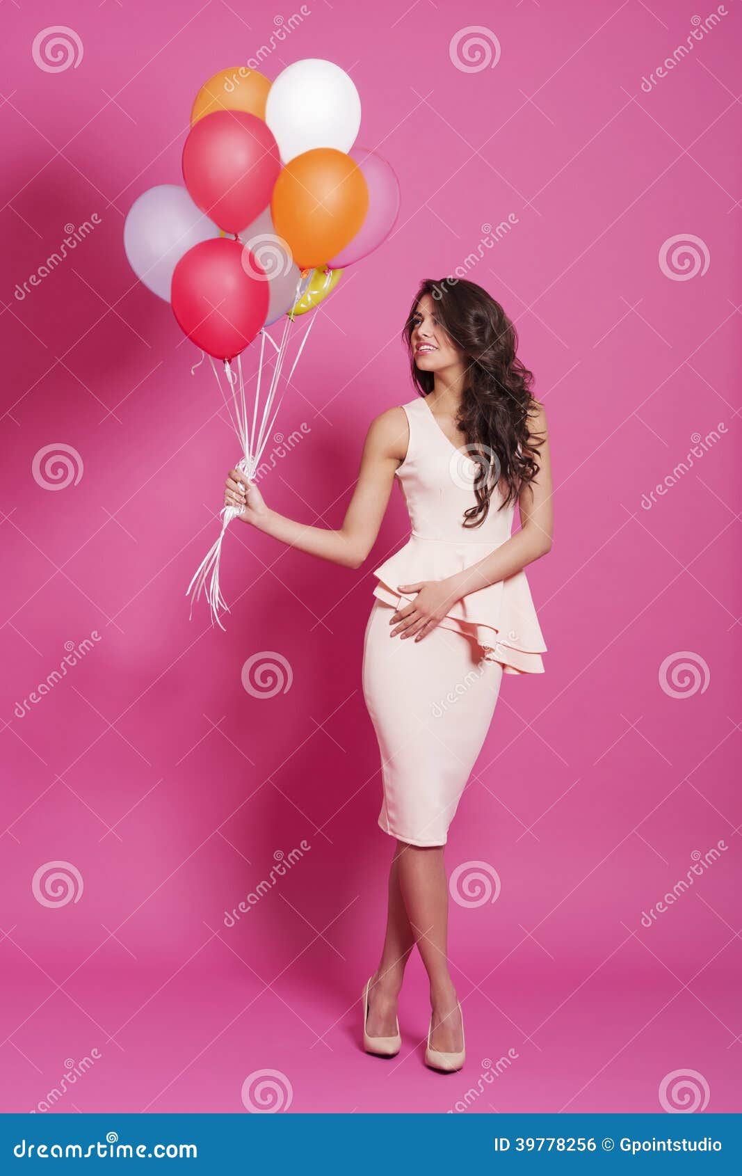 Woman with balloons stock photo. Image of nature, heels - 39778256
