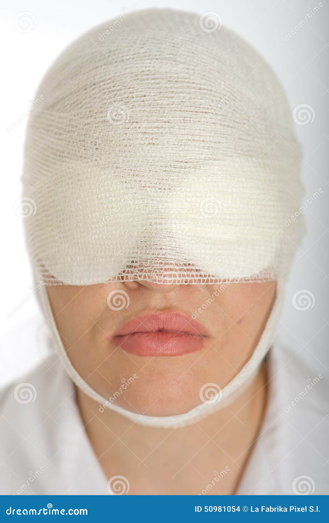 Woman with bandaged face stock photo. Image of bandaged - 50981054