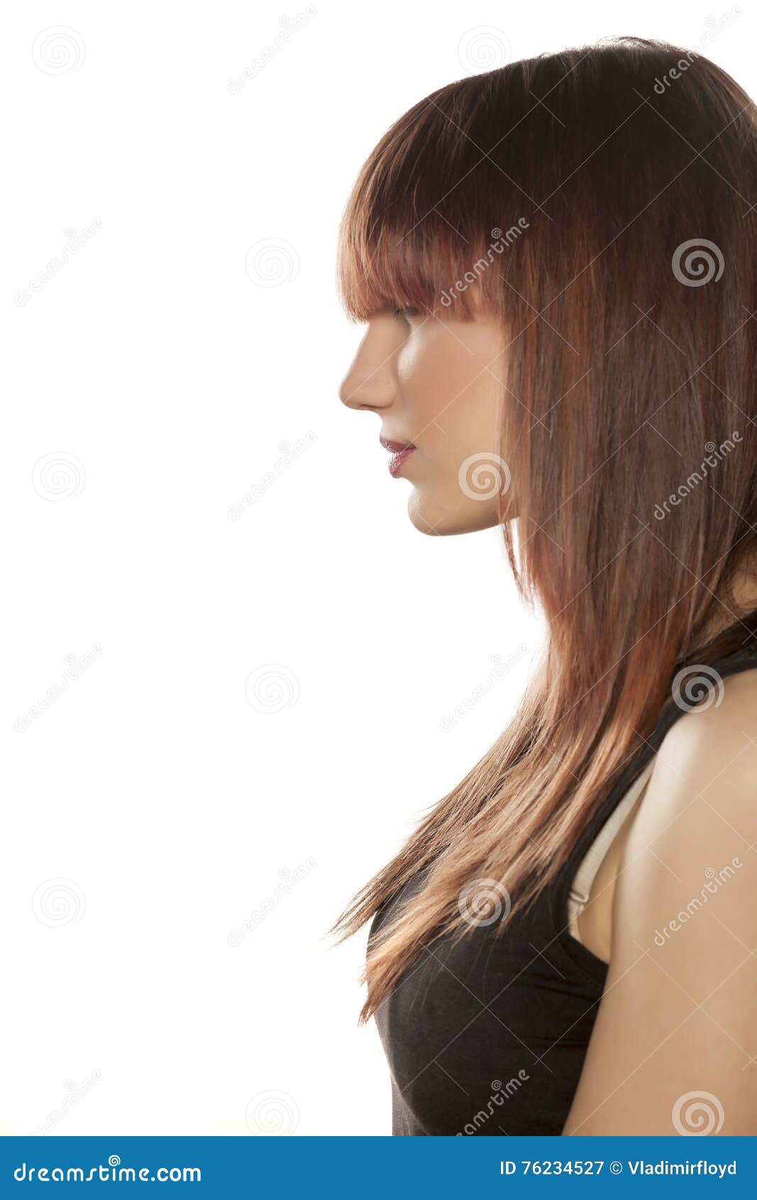 Woman with bangs stock image. Image of pretty, person - 76234527