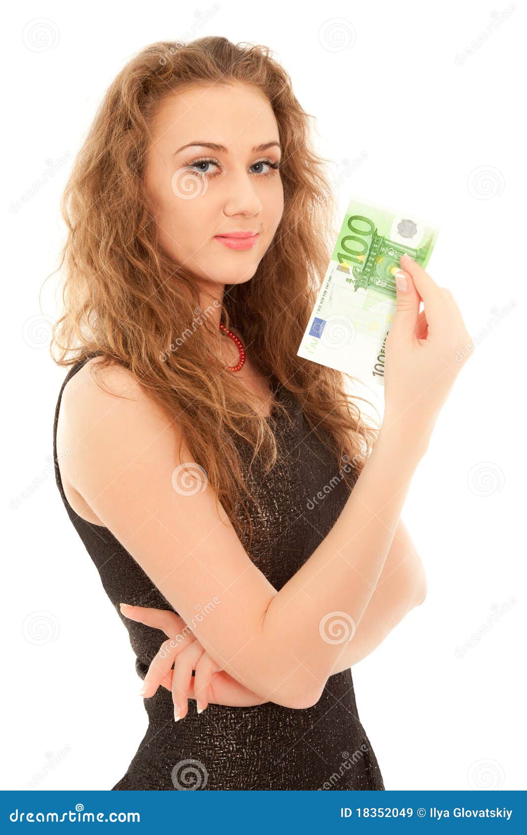Woman with Banknote Smiling Stock Image - Image of girl, finance: 18352049