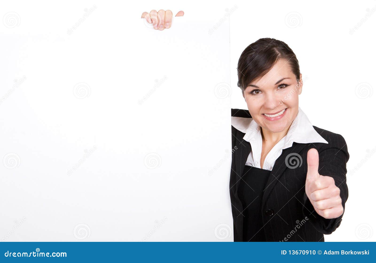 Woman with banner stock photo. Image of corporate, advert - 13670910