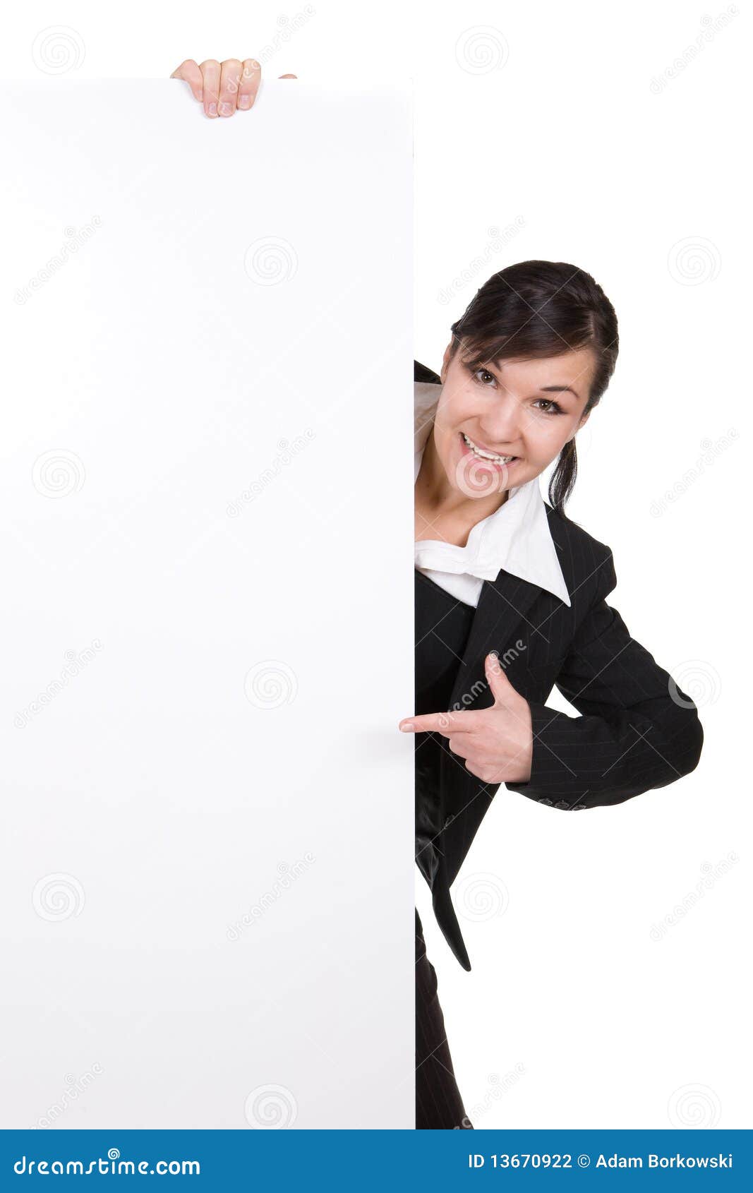 Woman with banner stock photo. Image of advertisement - 13670922