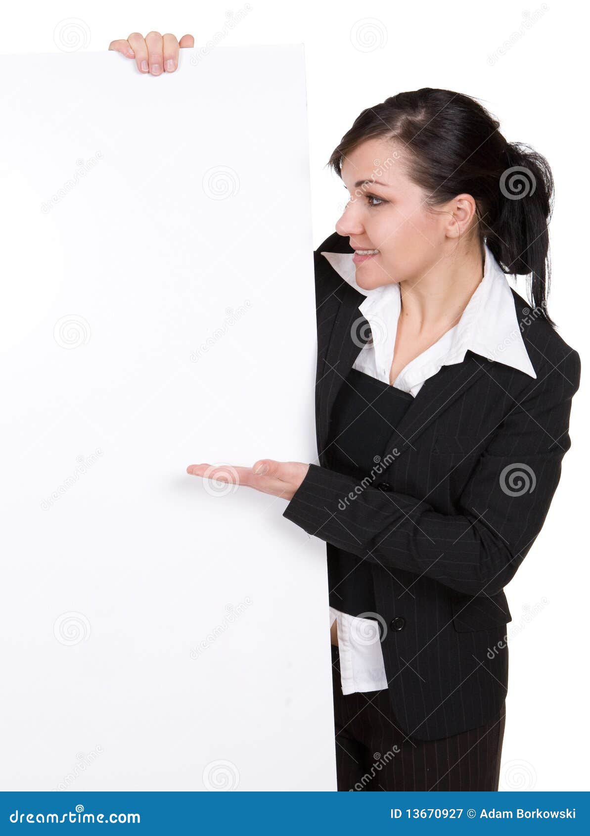 Woman with banner stock image. Image of isolated, corporate - 13670927