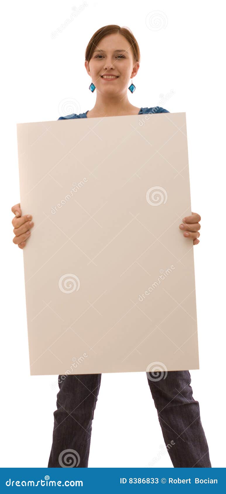 Woman with banner stock image. Image of business, portrait - 8386833