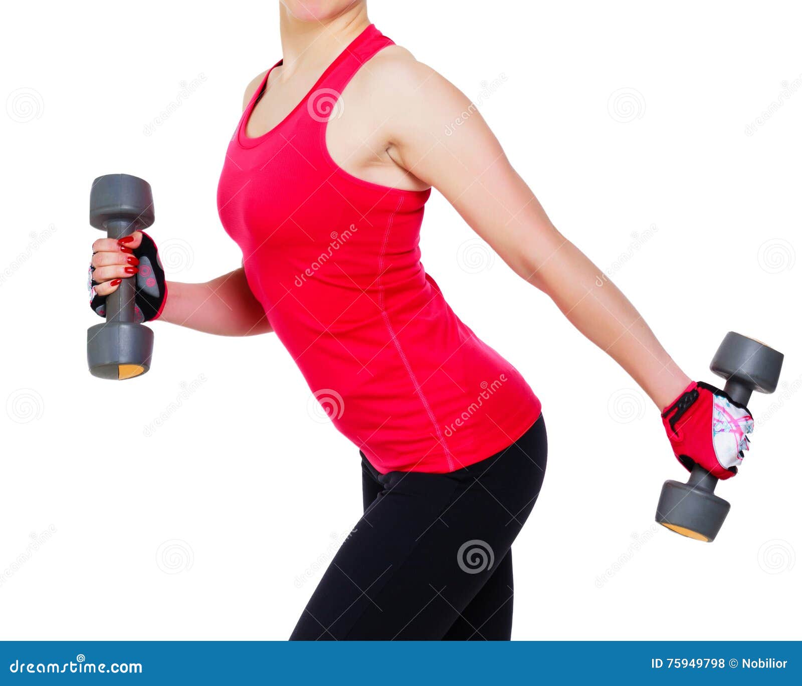 Woman with barbells stock photo. Image of human, bodybuilding - 75949798