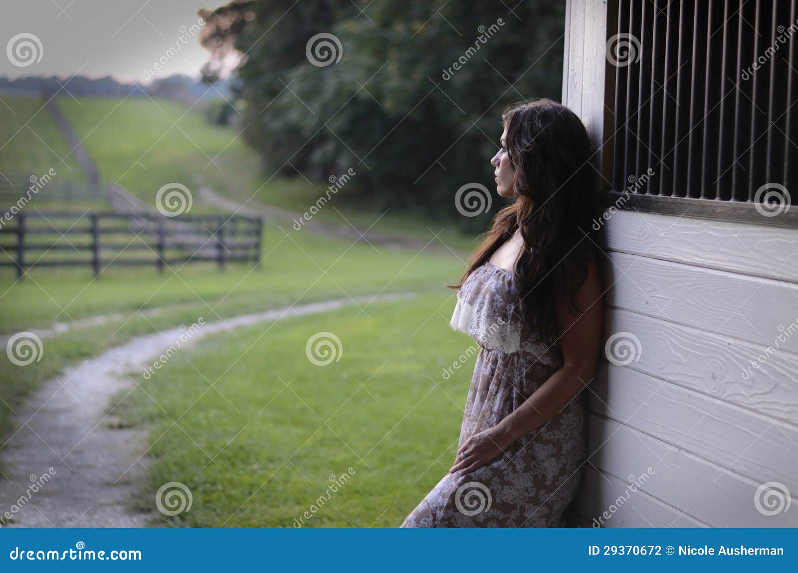 Woman in a Barn stock photo. Image of sunset, serious - 29370672