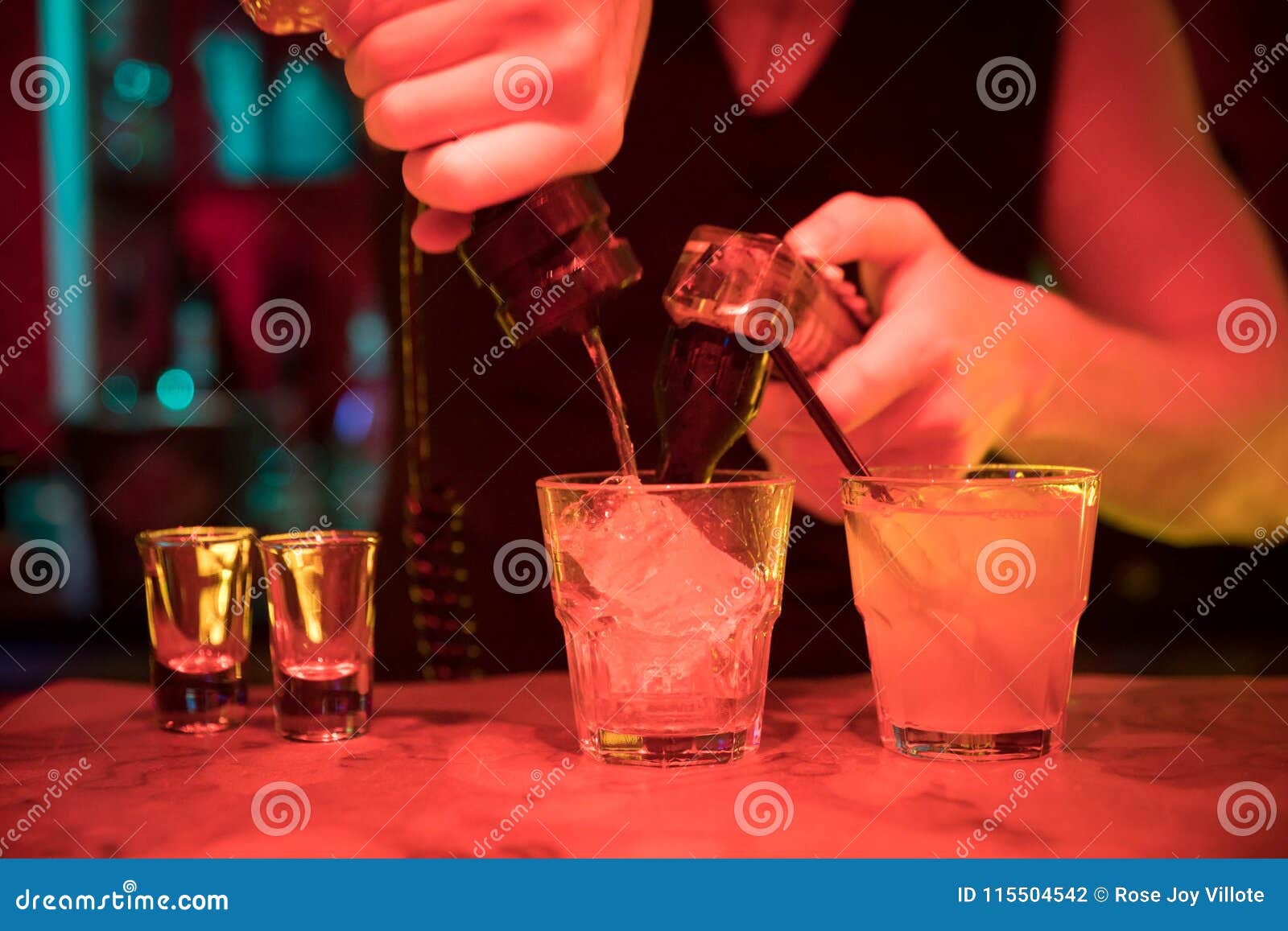 Bartender Pouring Alcohol and Soda Stock Photo - Image of health, drunk ...