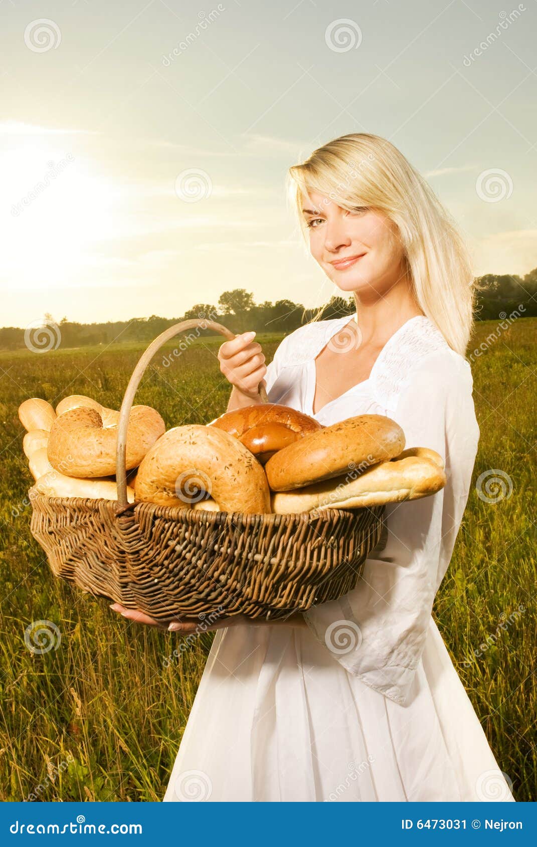 Woman with a basket stock image. Image of crop, beauty - 6473031