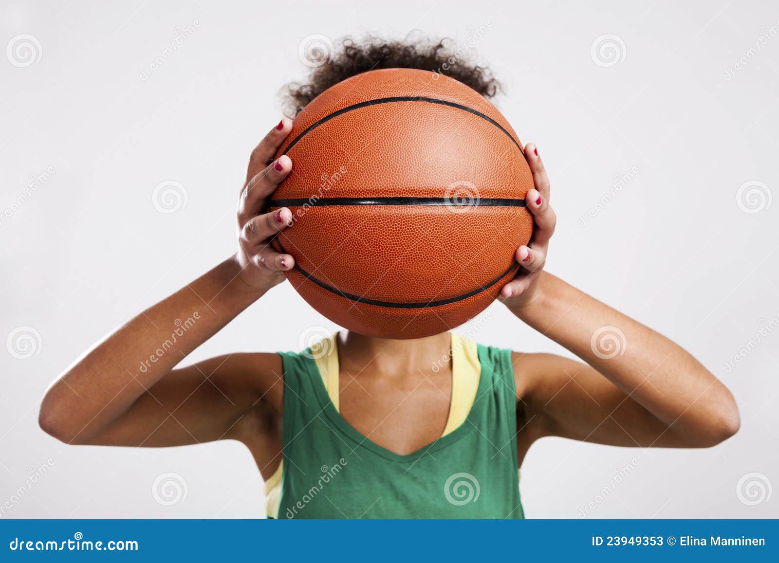 Woman with basketball stock image. Image of play, studio - 23949353