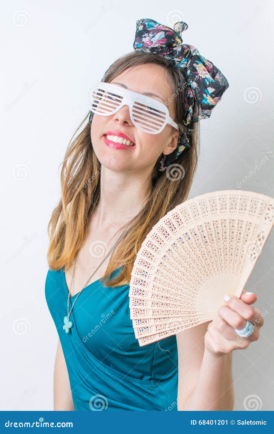 Woman in Bathing Suit Holding Hand Fan Stock Image - Image of portrait ...