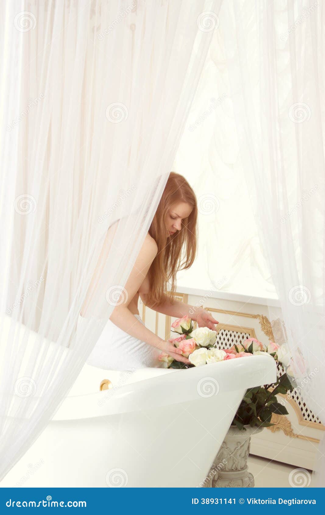Woman In The Bathroom Stock Image Image Of Bath Hair 38931141