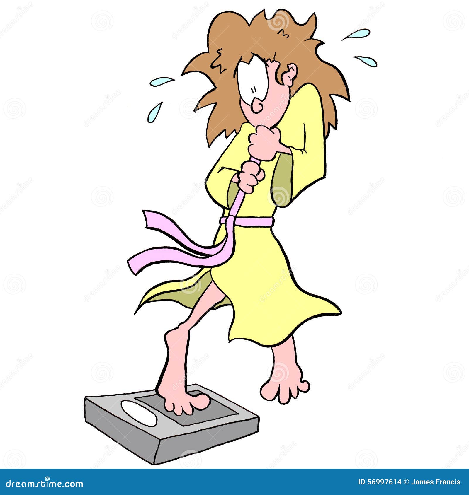 Woman On Bathroom Scale Stock Illustration Illustration Of Fear 56997614