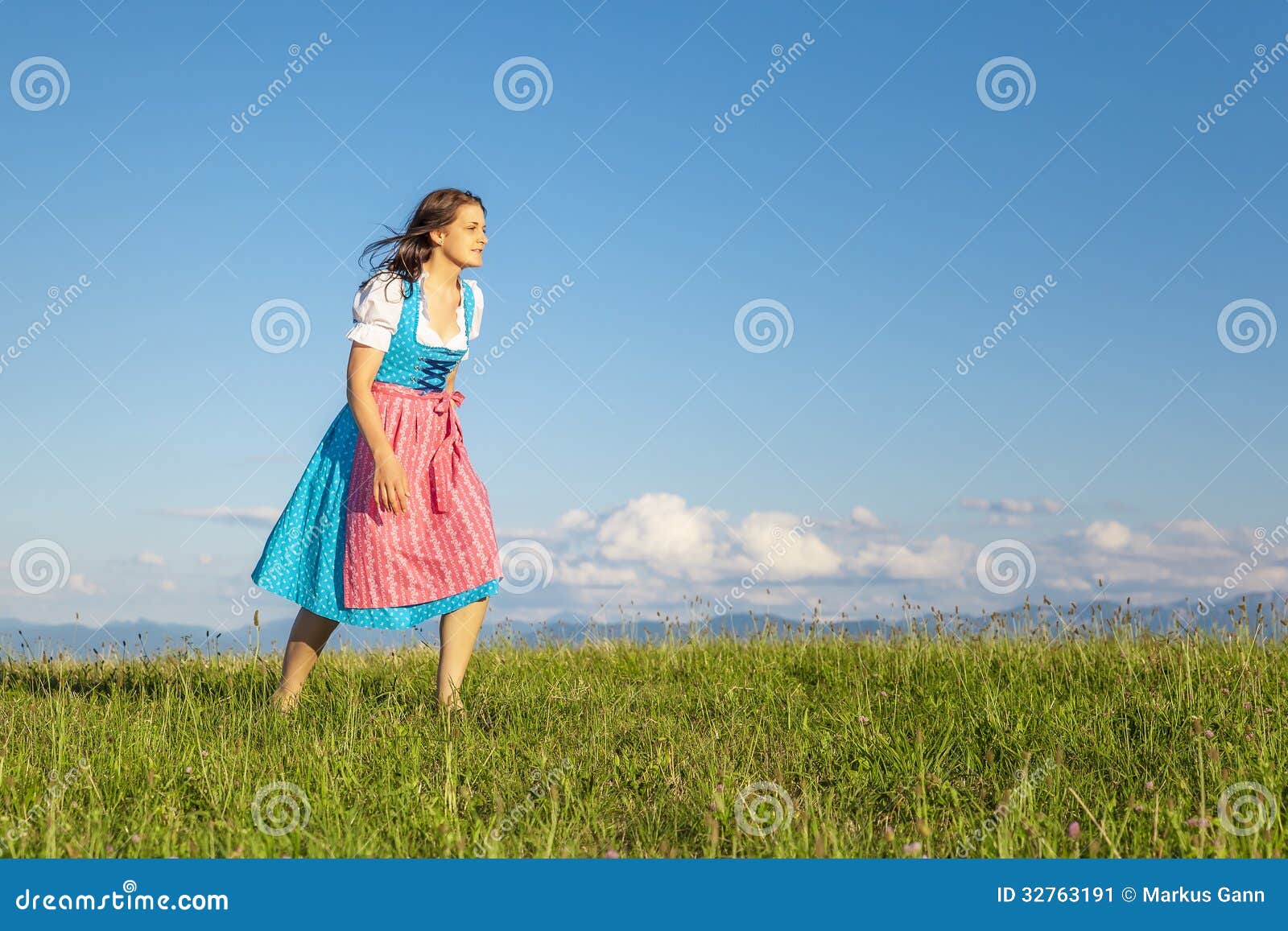 Woman in Bavarian Traditional Dirndl Stock Image - Image of caucasian ...