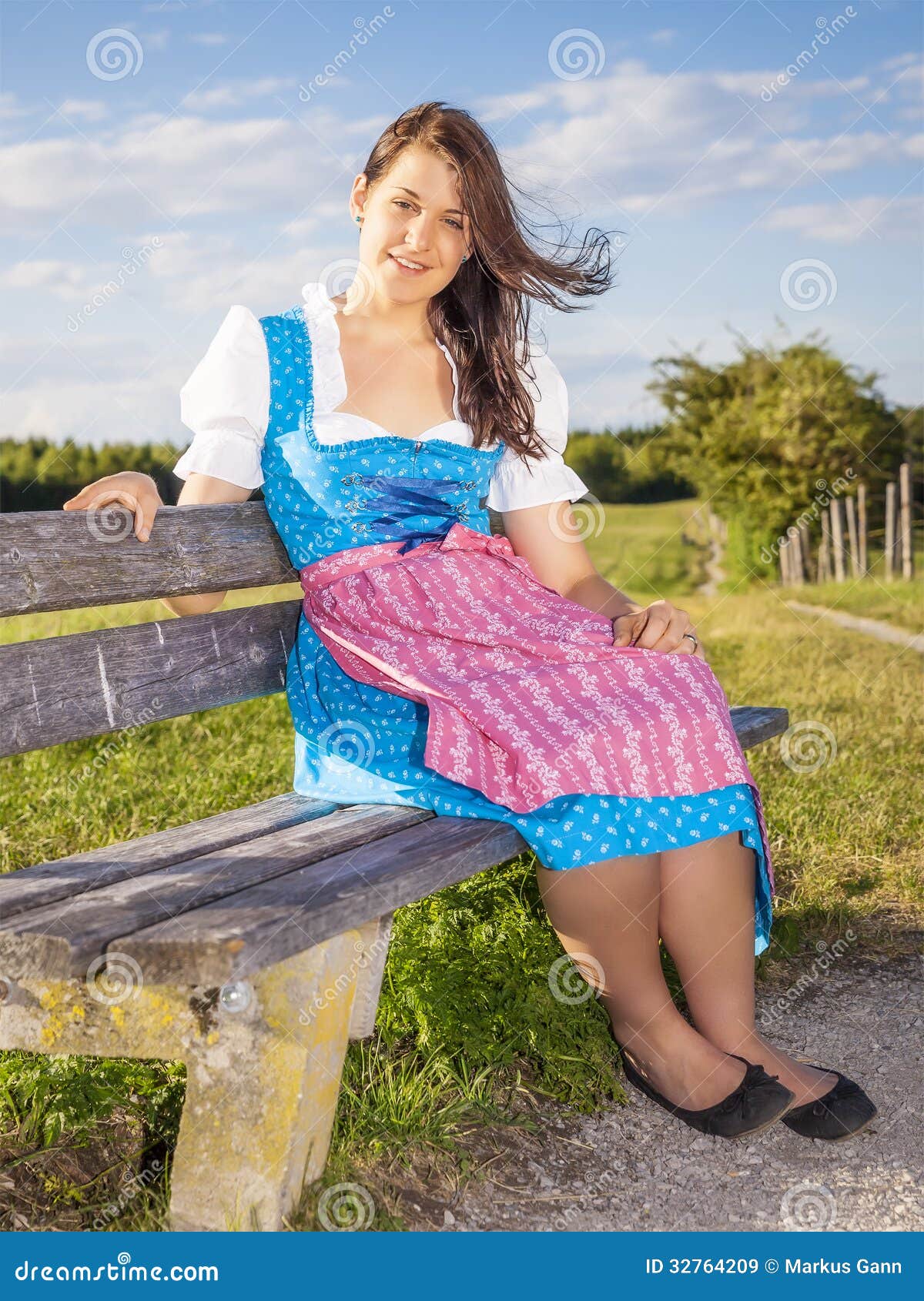Woman in Bavarian Traditional Dirndl Stock Image - Image of girl ...