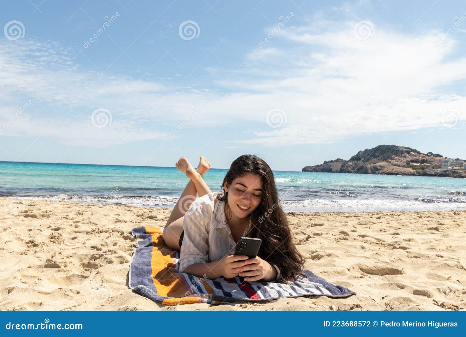 Woman in the Beach Mallorca Spain Stock Photo - Image of friends ...