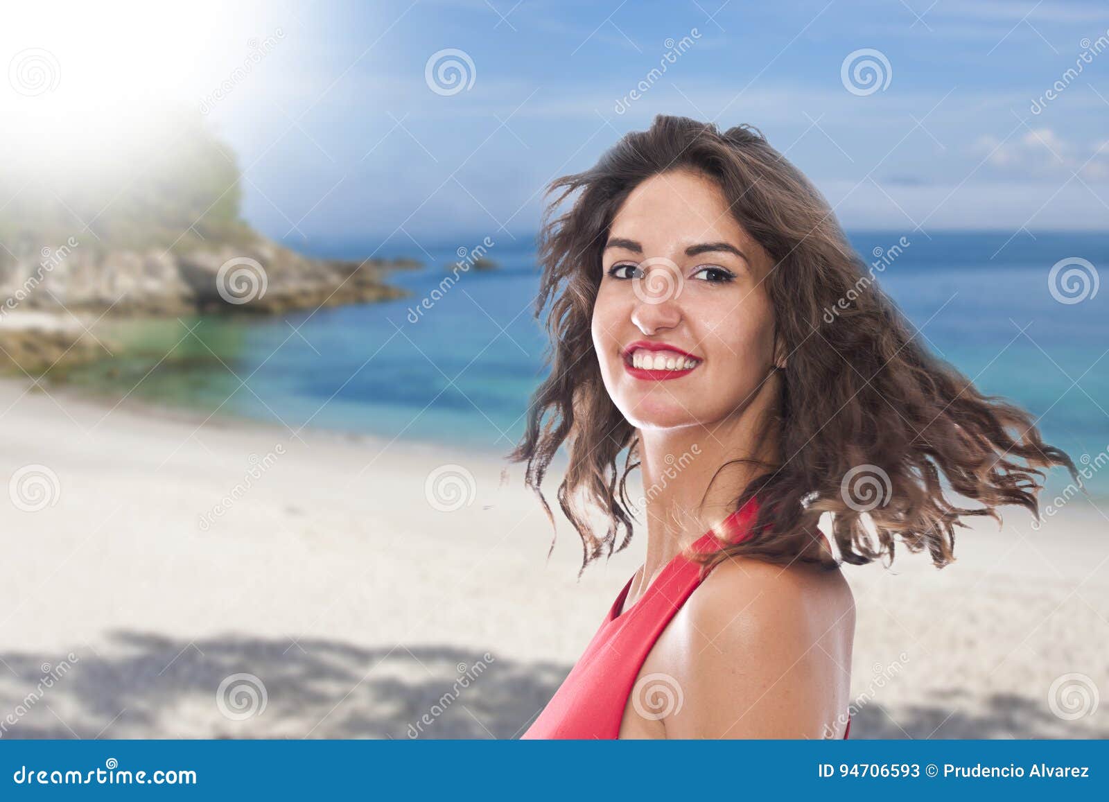 Woman on the beach stock image. Image of portrait, relaxation - 94706593