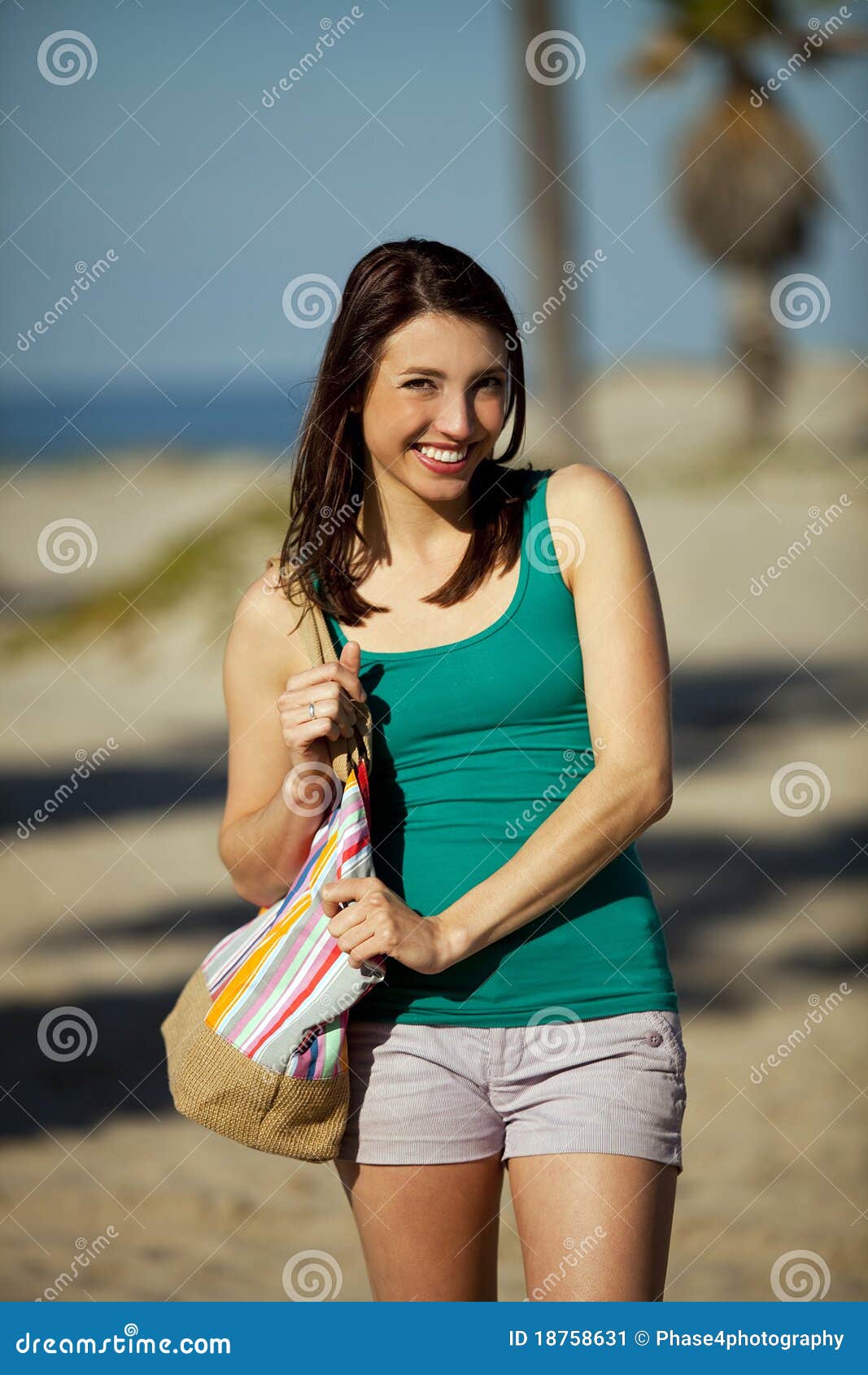 Woman beach town stock image. Image of fresh, attractive - 18758631