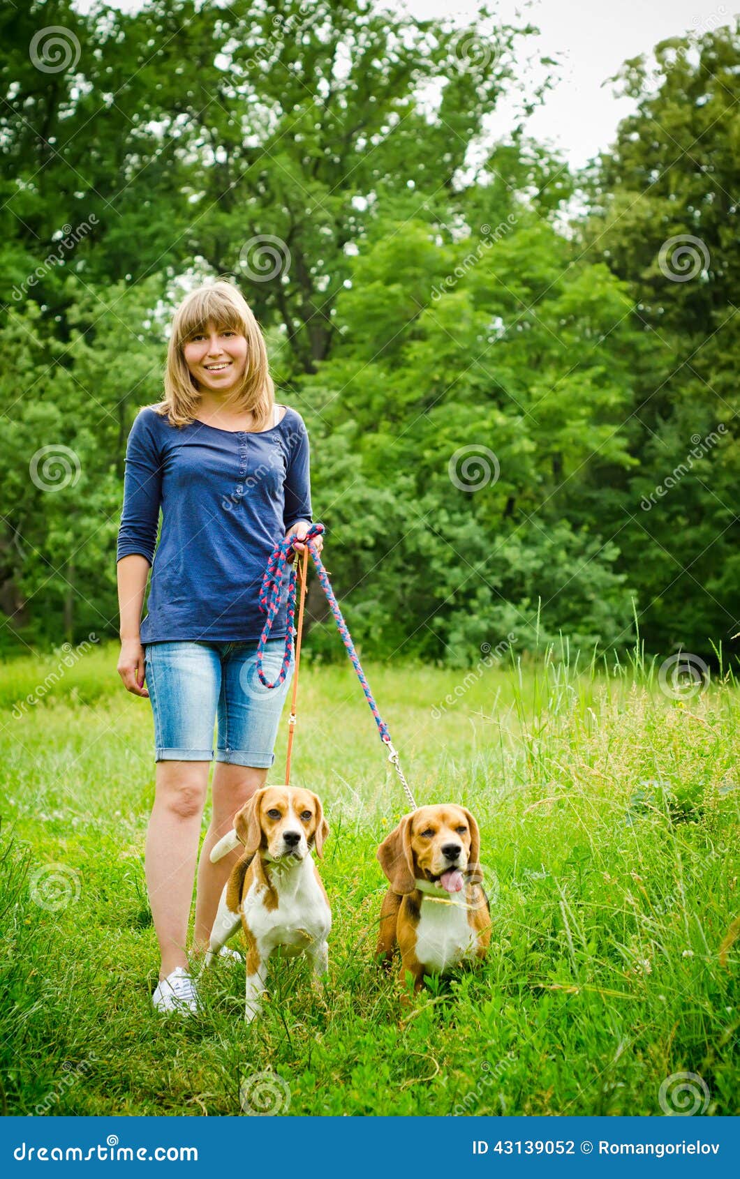 Woman with beagle stock photo. Image of friend, green - 43139052