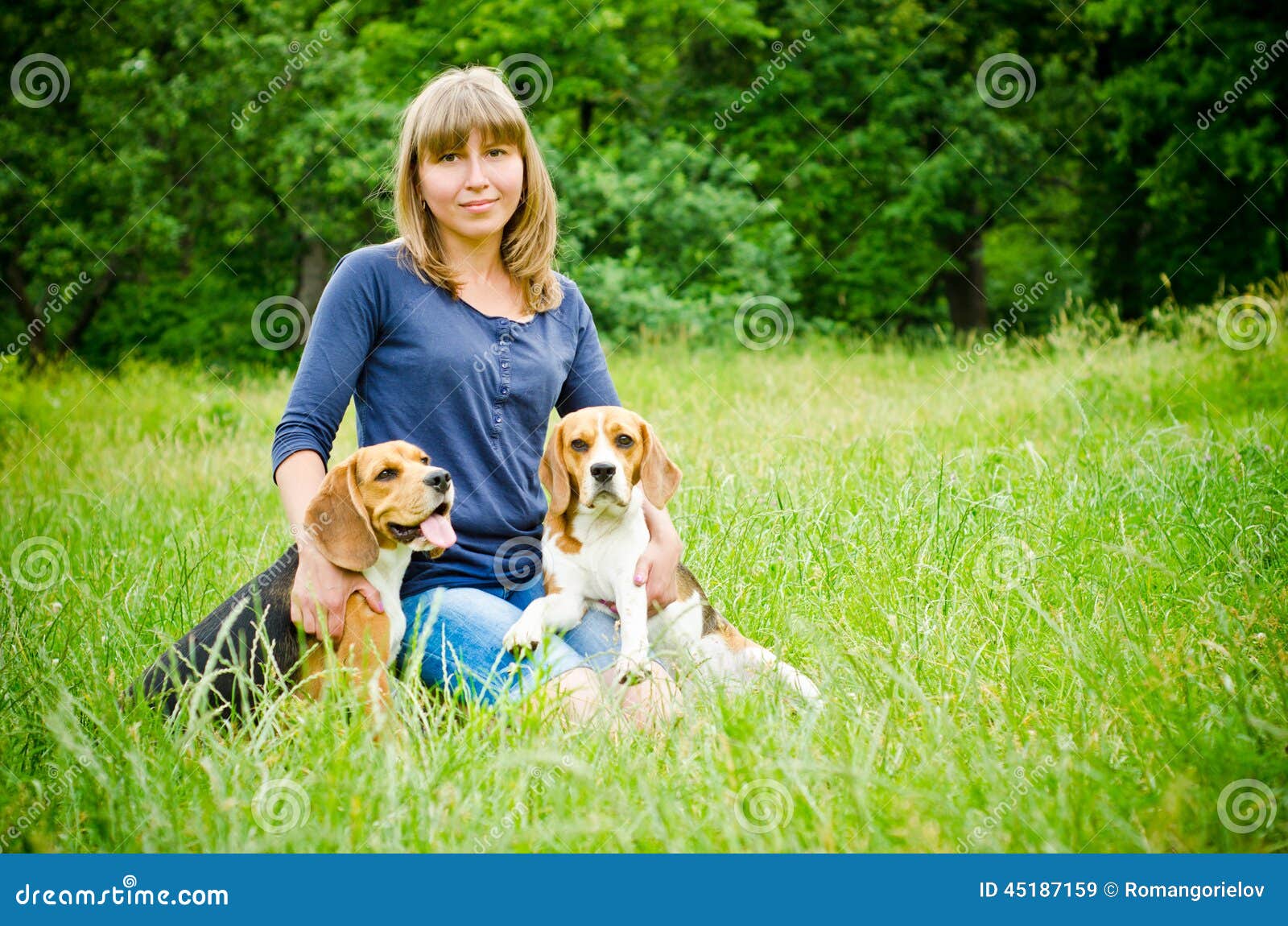 Woman with beagle stock image. Image of love, leisure - 45187159