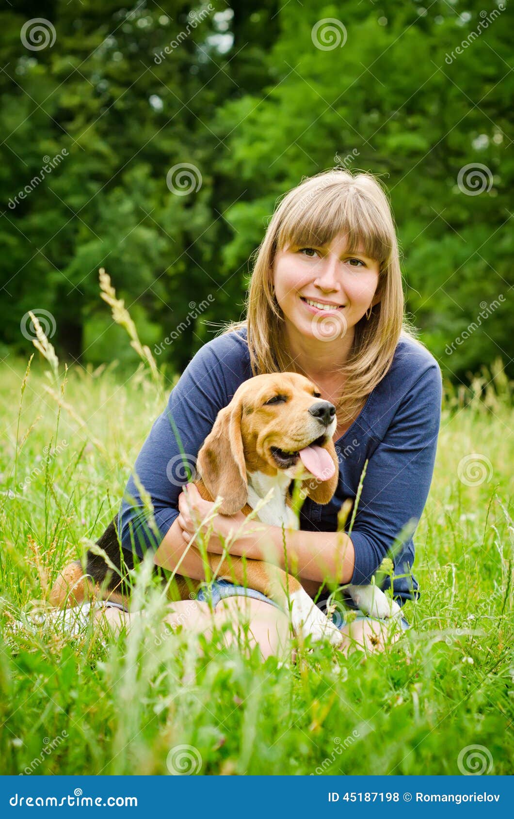 Woman with beagle stock photo. Image of pets, beautiful - 45187198