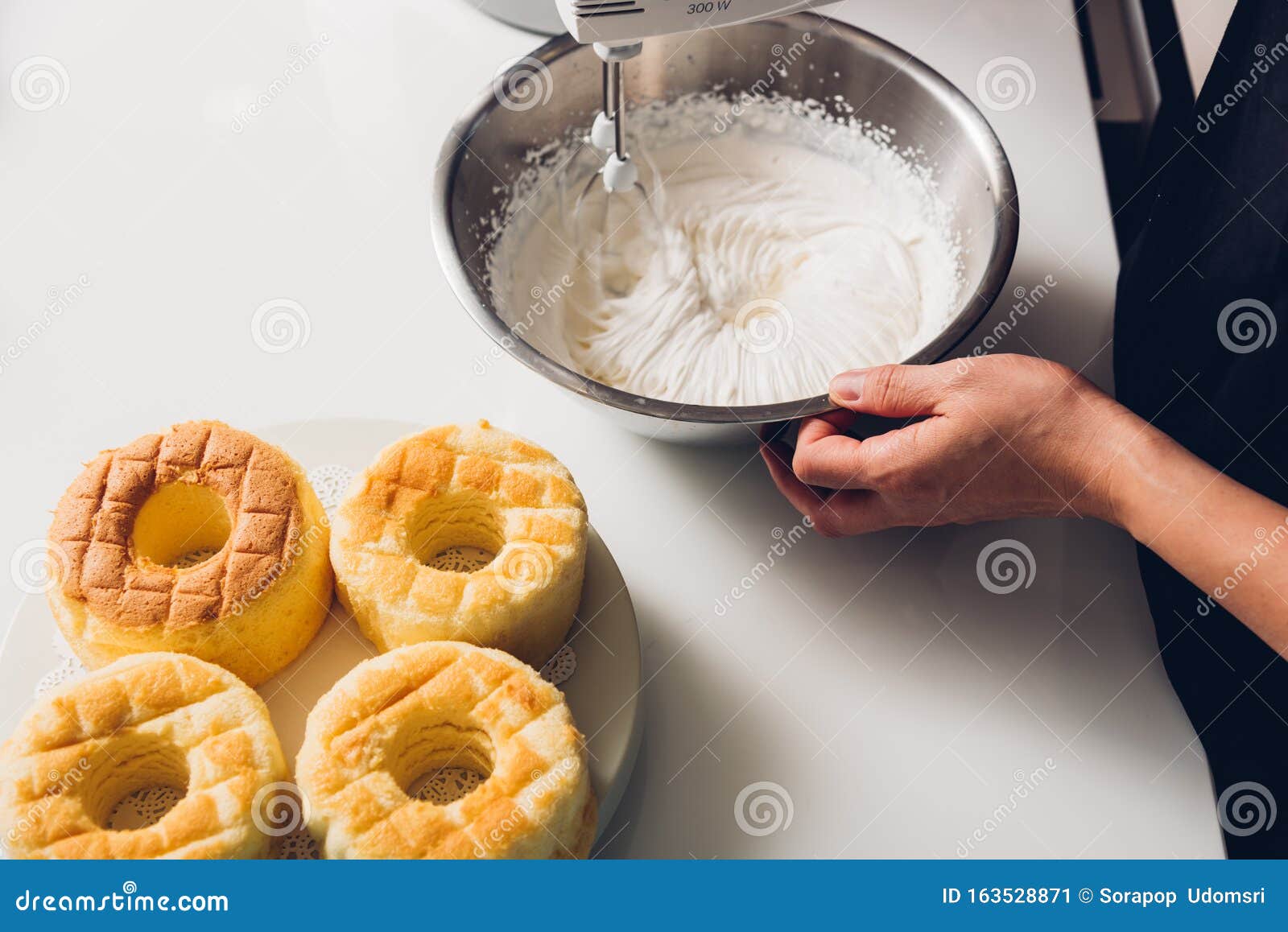 Woman Beat Dough Mixer by Machine in Bowl Stock Image - Image of ...