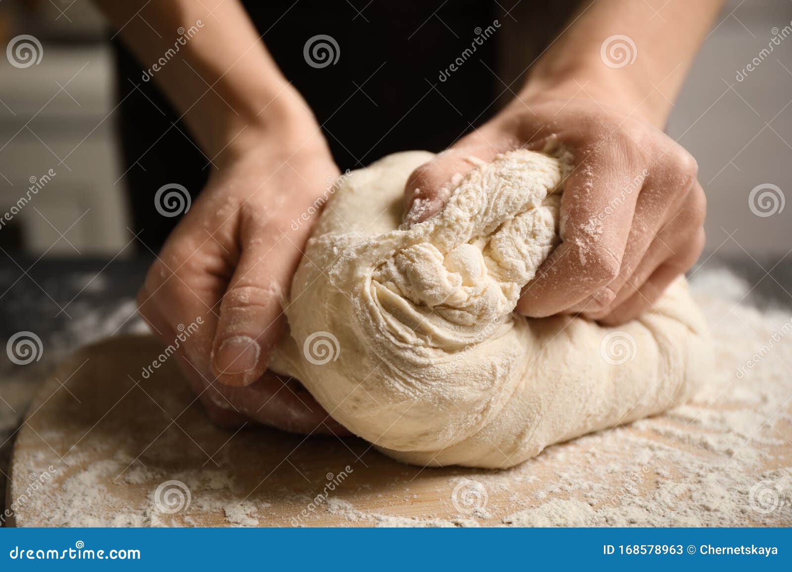 Woman Beating Dough at Table. Making Pasta Stock Image - Image of lunch ...