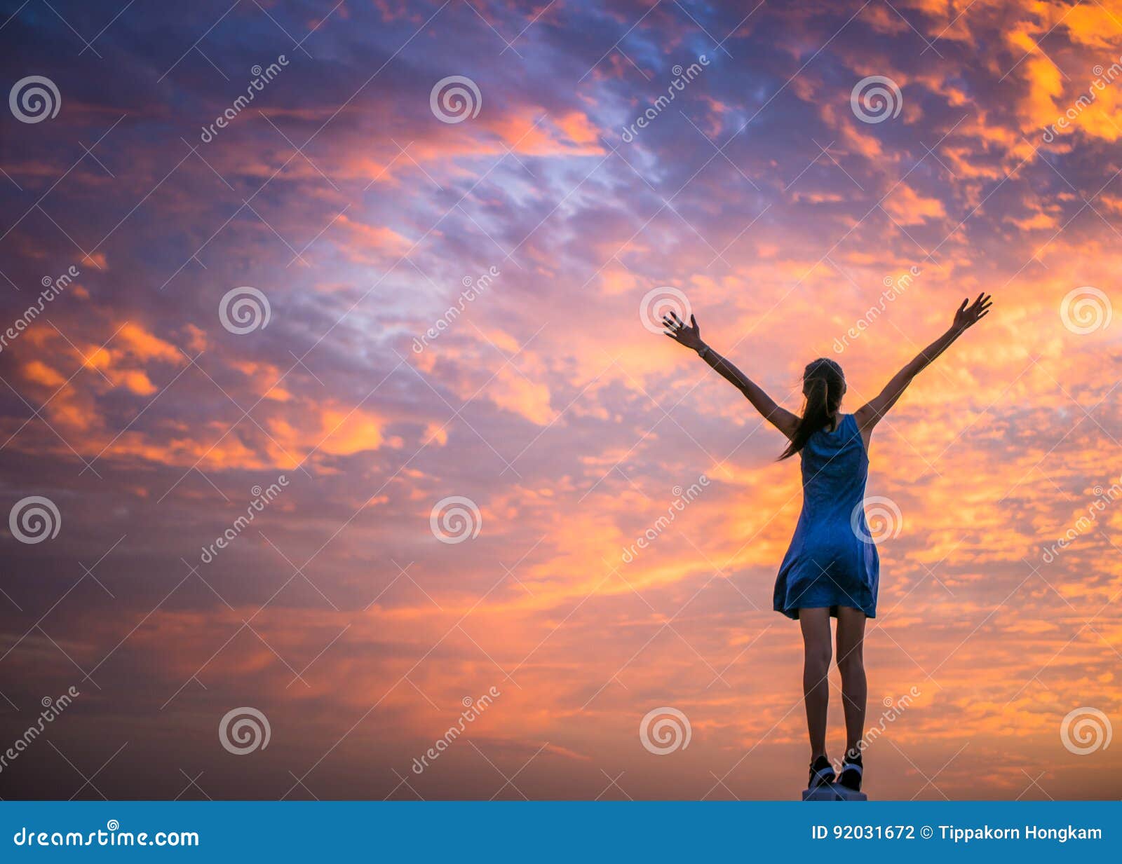 Woman and Beautiful Cloud Scape Stock Photo - Image of dramatic, people ...