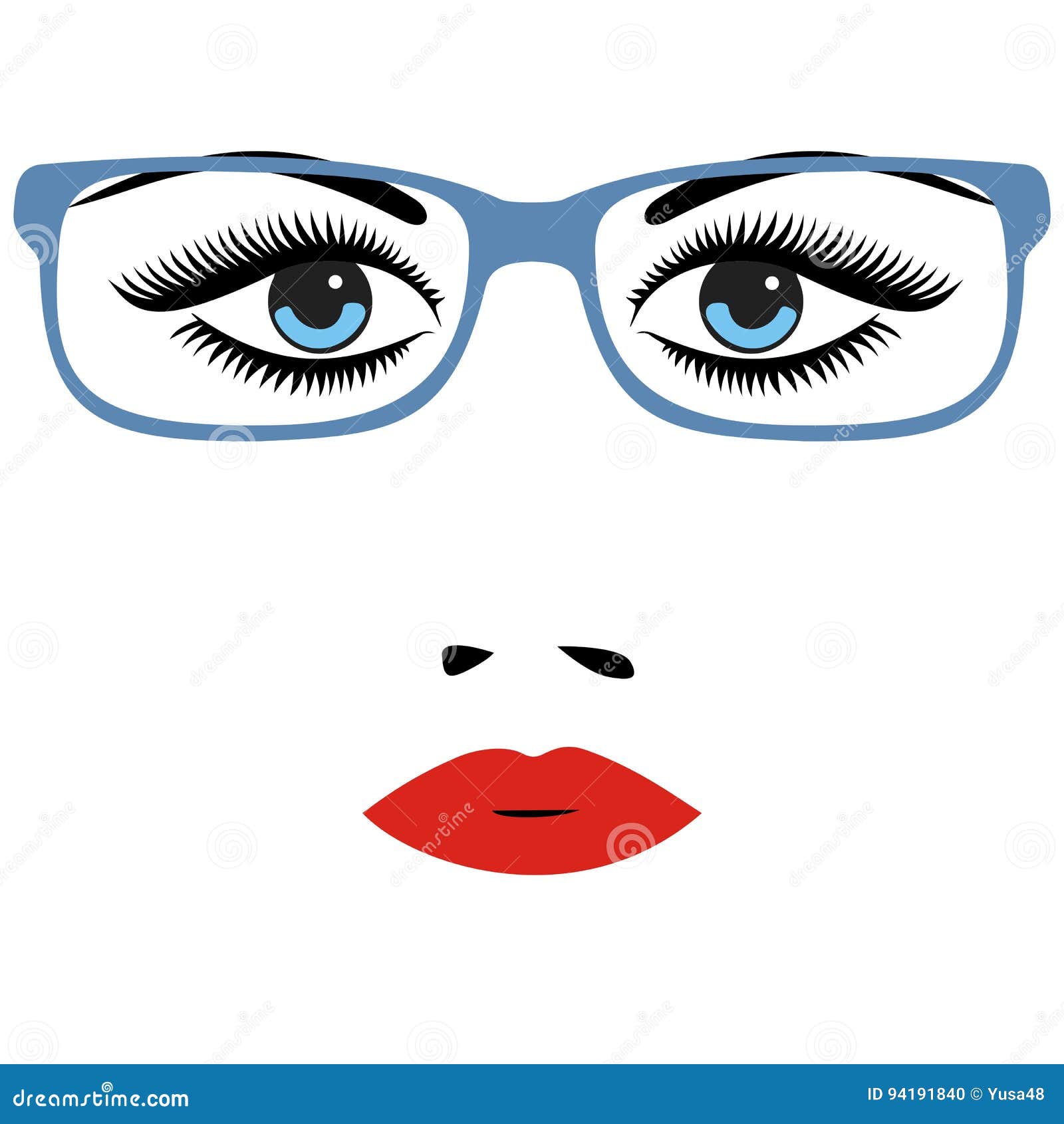 Woman Beautiful Eyes with Glasses. Vector Stock Vector - Illustration ...
