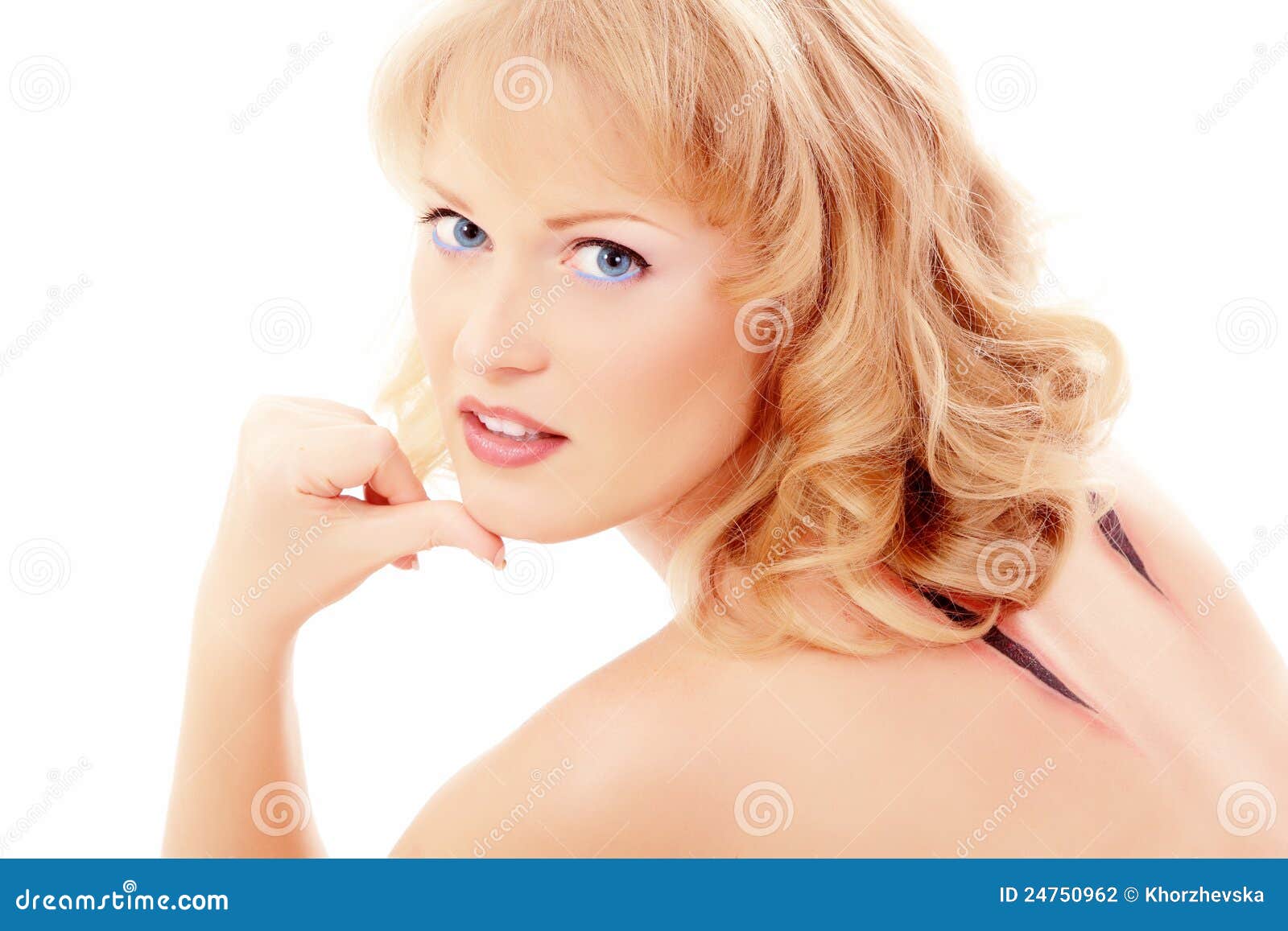 Woman Beautiful Fallen Angel Isolated on White Stock Photo - Image of ...